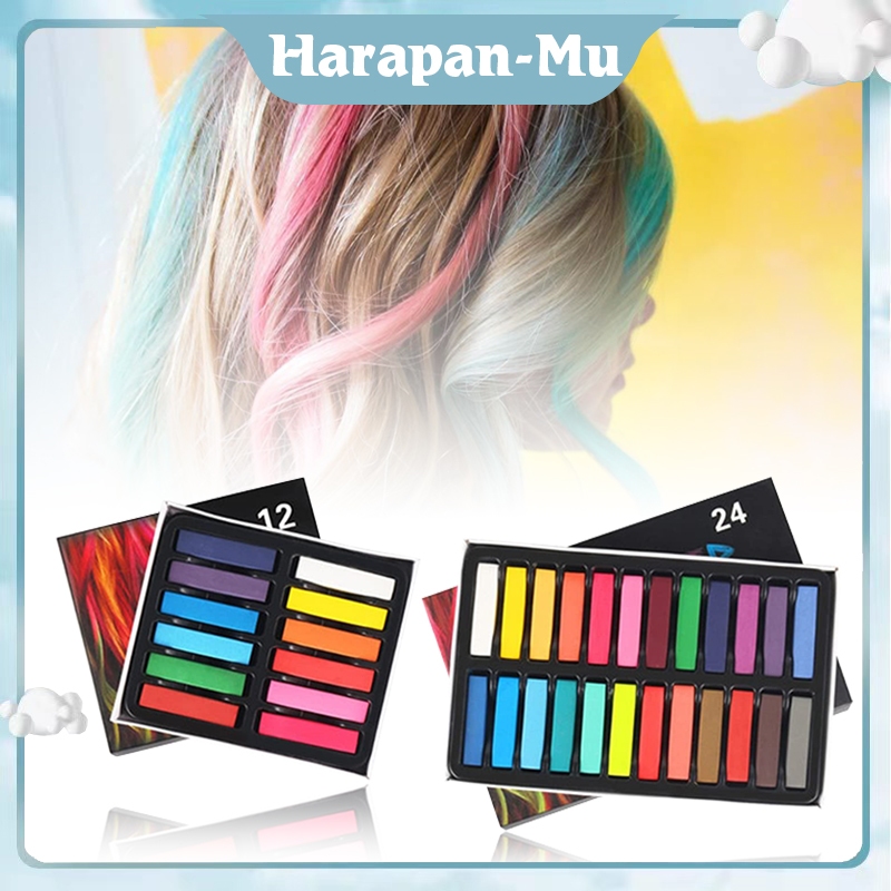 Jual 12 24 Warna Kapur Cat Rambut Soft Pastel Pewarna Hair Chalk ...