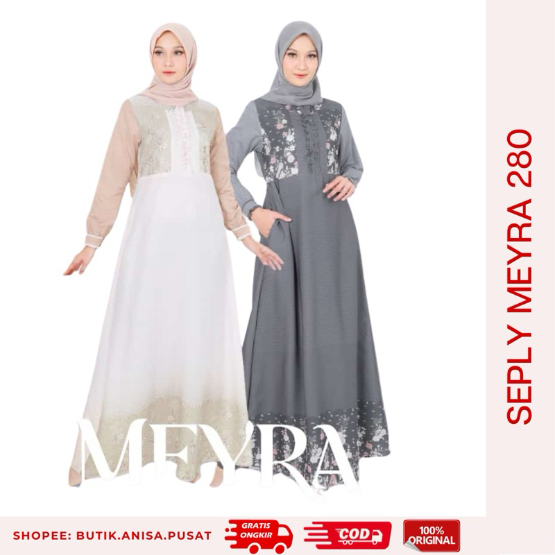 Jual PUSAT25 - SEPLY GAMIS MEYRA 280 Cream Grey | Shopee Indonesia