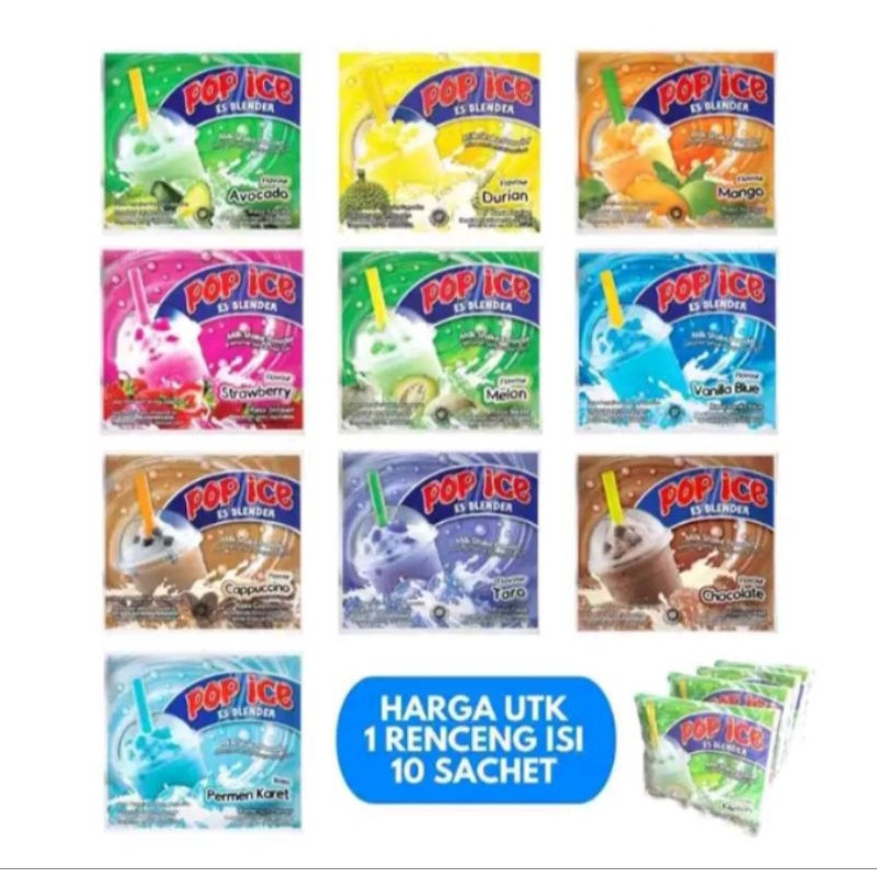 Jual Pop Ice 25gr Es Blender 1 RENCENG ISI 10 SACHET | Shopee Indonesia