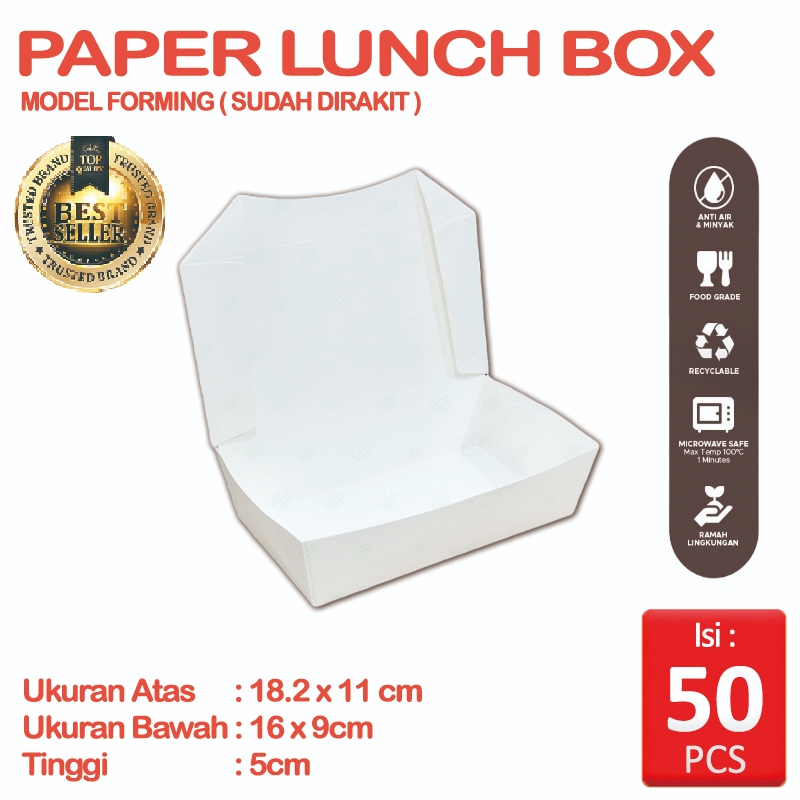 Jual Paper Lunch Box Putih [Forming] 1 Pack Isi 50 Pcs kraft Size M ...