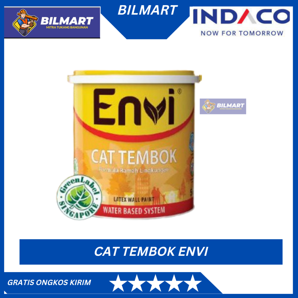 Jual CAT TEMBOK INTERIOR ENVI INDACO KEMASAN 5KG | Shopee Indonesia
