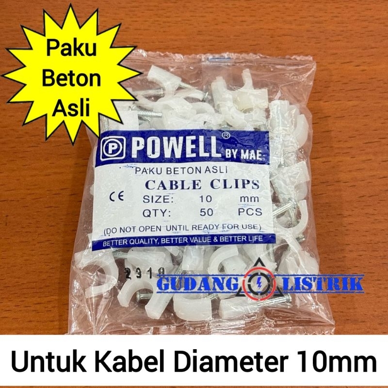 Jual Klem Cekak Clip Klip Kabel Sadel Paku Kabel Beton No 10 POWELL ...