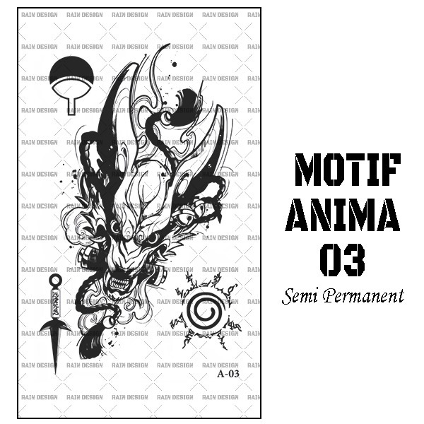 Jual RAINDESIGN-Tato Temporer Tato Motif Animasi A-03 / Tato A-03 anti ...