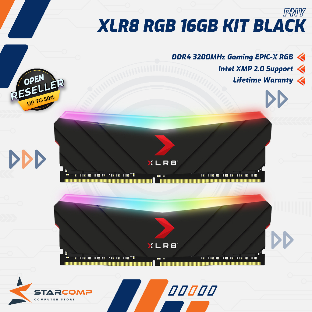 Jual PNY XLR8 DDR4 16GB 3200MHz (2x8GB) PC25600 Gaming EPIC-X RGB Black | Shopee Indonesia
