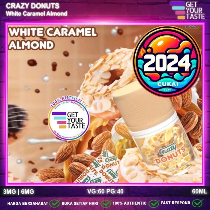 Jual Liquid Crazy Donuts Caramel White Almond 60ML by Omnilab x 168 ...