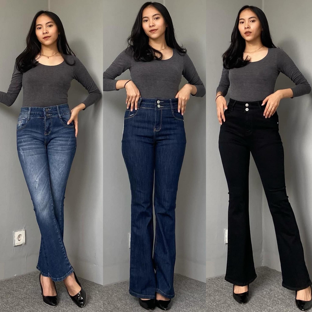 Jual Best Seller ! Highwaist Cutbray Emily series Kancing 2 /Celana ...