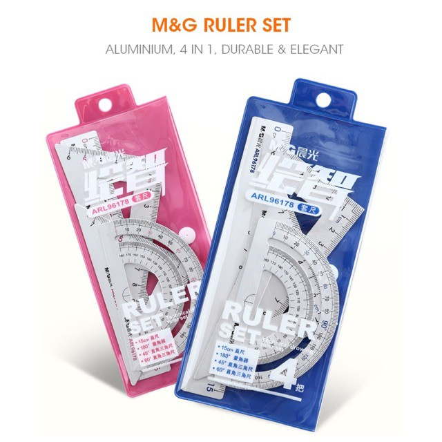 Jual Penggaris Mistar Besi Almunium Set M&G Aluminium Alloy Ruler Set ...