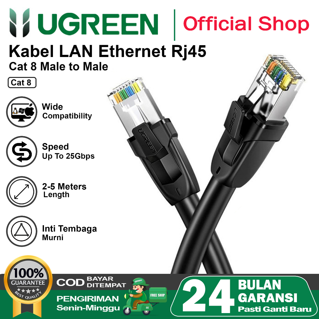 Jual UGREEN Kabel LAN Cat 8 RJ45 Ethernet Network 25Gbps Pure Cord 2M ...
