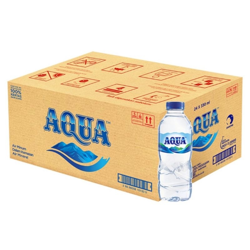 Jual 1 DUS/24 PCS AQUA AIR MINERAL AIR MINUM DALAM KEMASAN BOTOL 330 ML ...