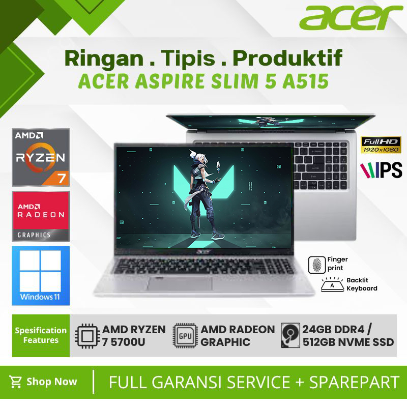 Jual Laptop Gaming Acer Aspire A515-45-R958 Ryzen 7 Ram 24gb Ssd 512gb ...