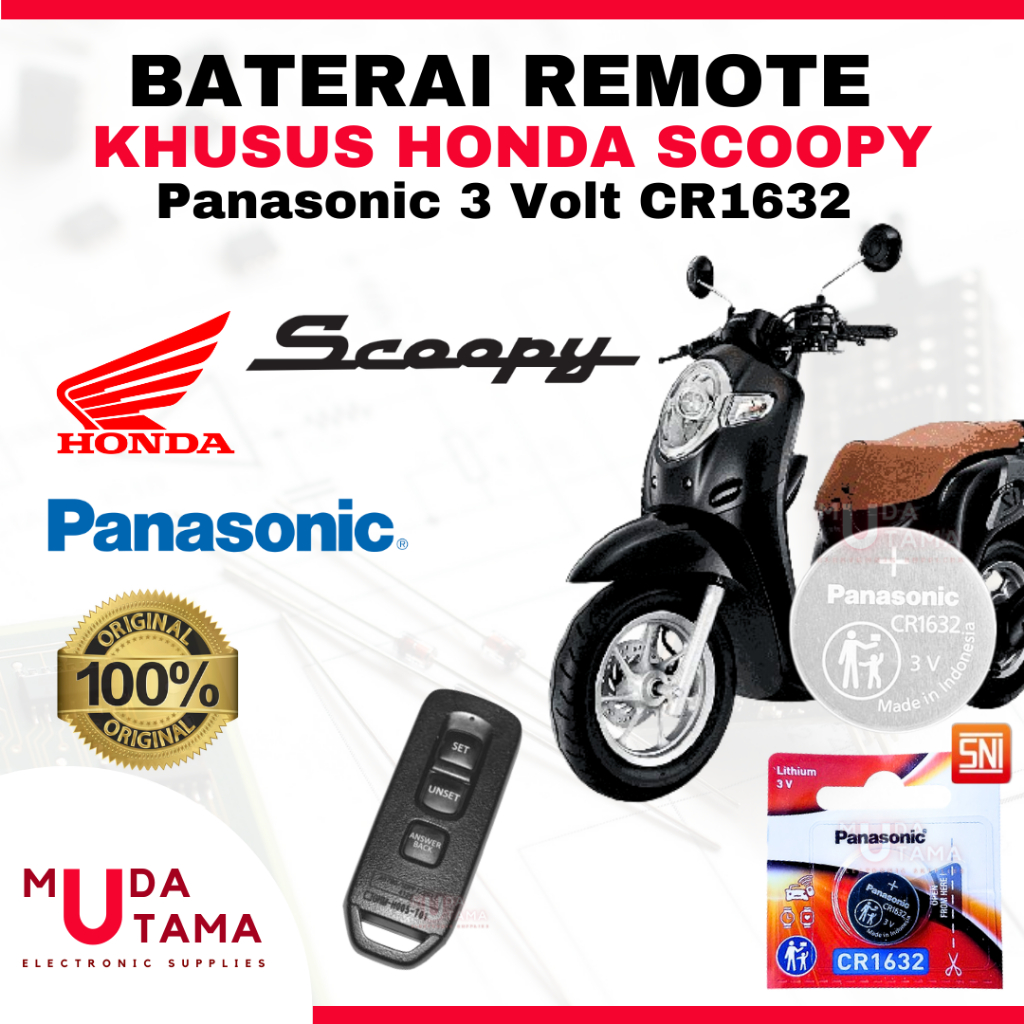 Jual BATERAI REMOTE HONDA SCOOPY ORIGINAL PANASONIC CR1632 - BATTERY ...