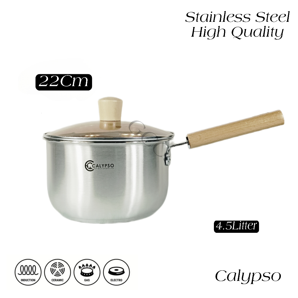 Jual Calypso Panci Susu Stainless Gagang Kayu 22Cm Kapasitas 4500ML ...