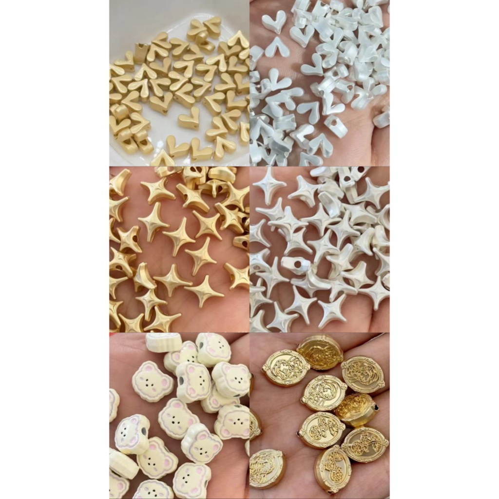 Jual Manik Metal / Alloy Bead Silver & Gold Heart, Spark, Belle & Rose ...