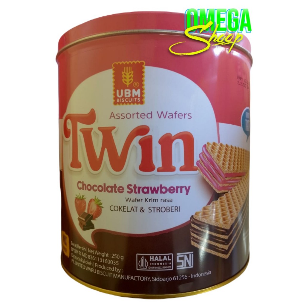 Jual UBM Biskuit Twin Assorted Wafer Cokelat Strawberry 250 g | Shopee ...