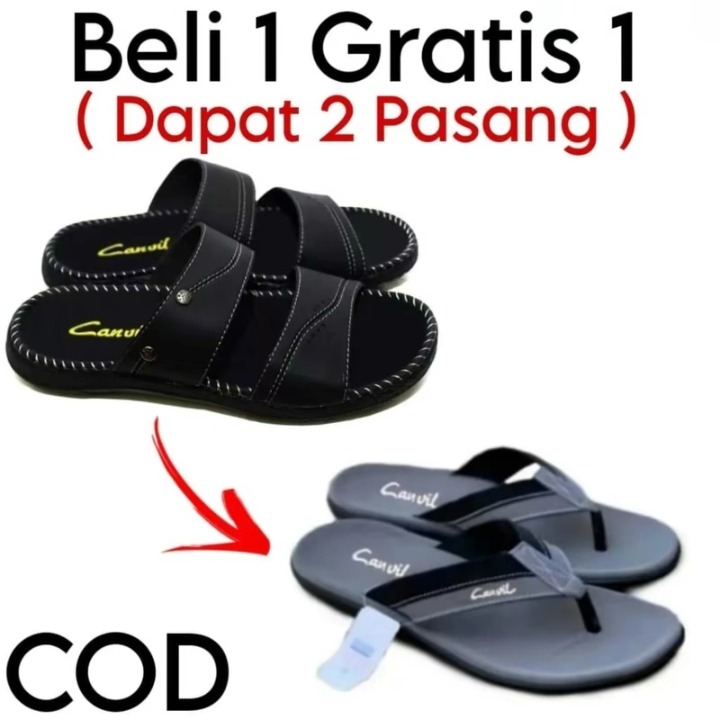 Jual PROMO BELI 1 GRATIS 1 SANDAL PRIA/SANDAL KULIT/SANDAL JEPIT TERLARIS MODEL TERBARU | Shopee ...
