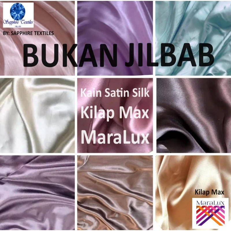Jual 1 Meter Kain Satin Silk kilap Max Maralux Premium Jakarta Satin ...