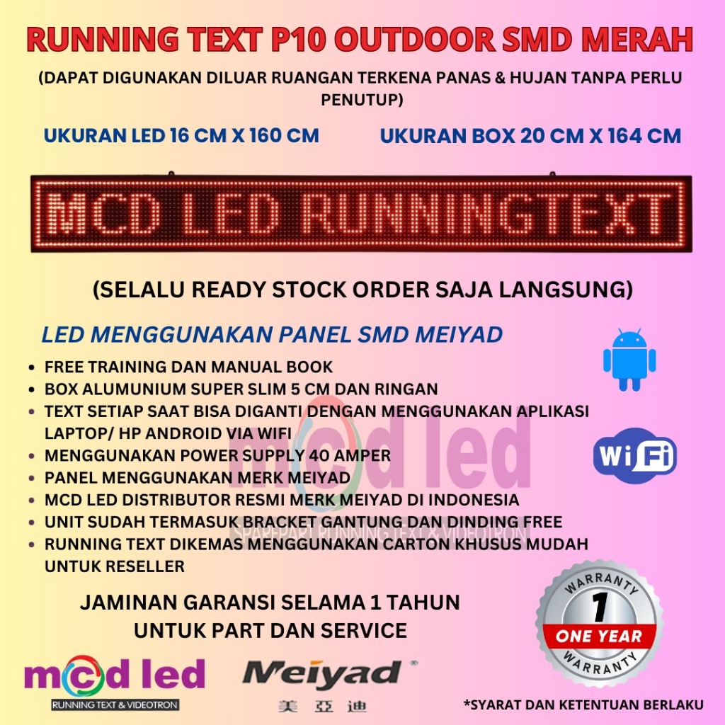Jual RUNNING TEXT RUNNINGTEXT LED DISPLAY P10 OUTDOOR OUT DOOR WARNA ...