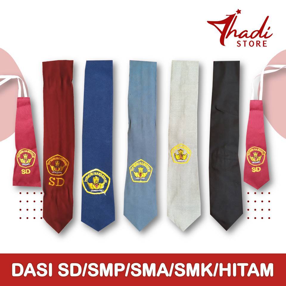 Jual Dasi Sekolah SD SMP SMA SMK Abu Abu Tetrex Hitam, Dasi Karet ...