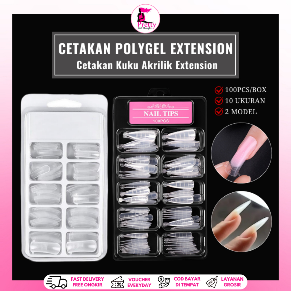 Jual Pretty Cetakan 100pcs Dual form molding polygel poly gel extension ...