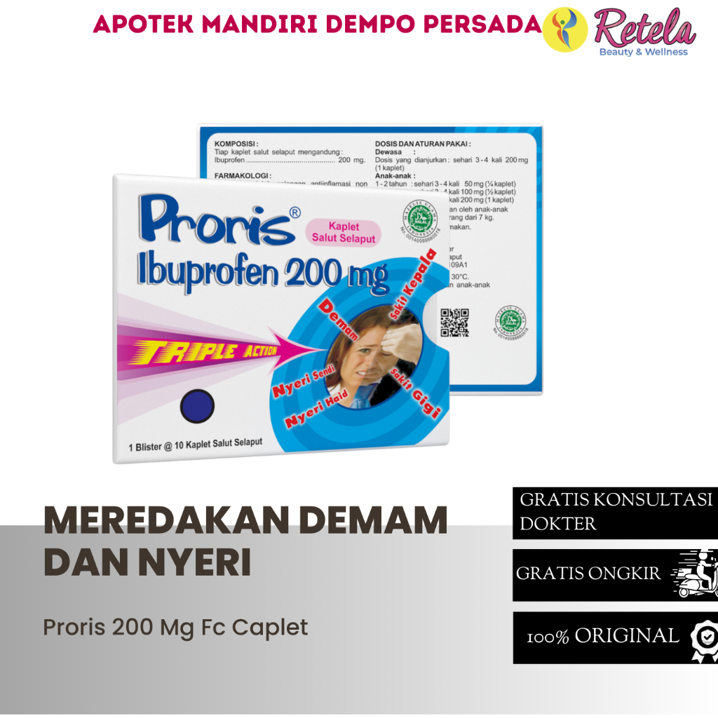 Jual Proris 200Mg 1 Strip 10 Kaplet / Ibuprofen/ Penurun Demam/ Pereda ...