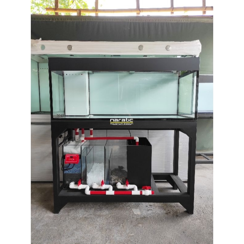Jual Aquarium fullset 120x50x50 10mm set sump filter wet dry instalasi ...