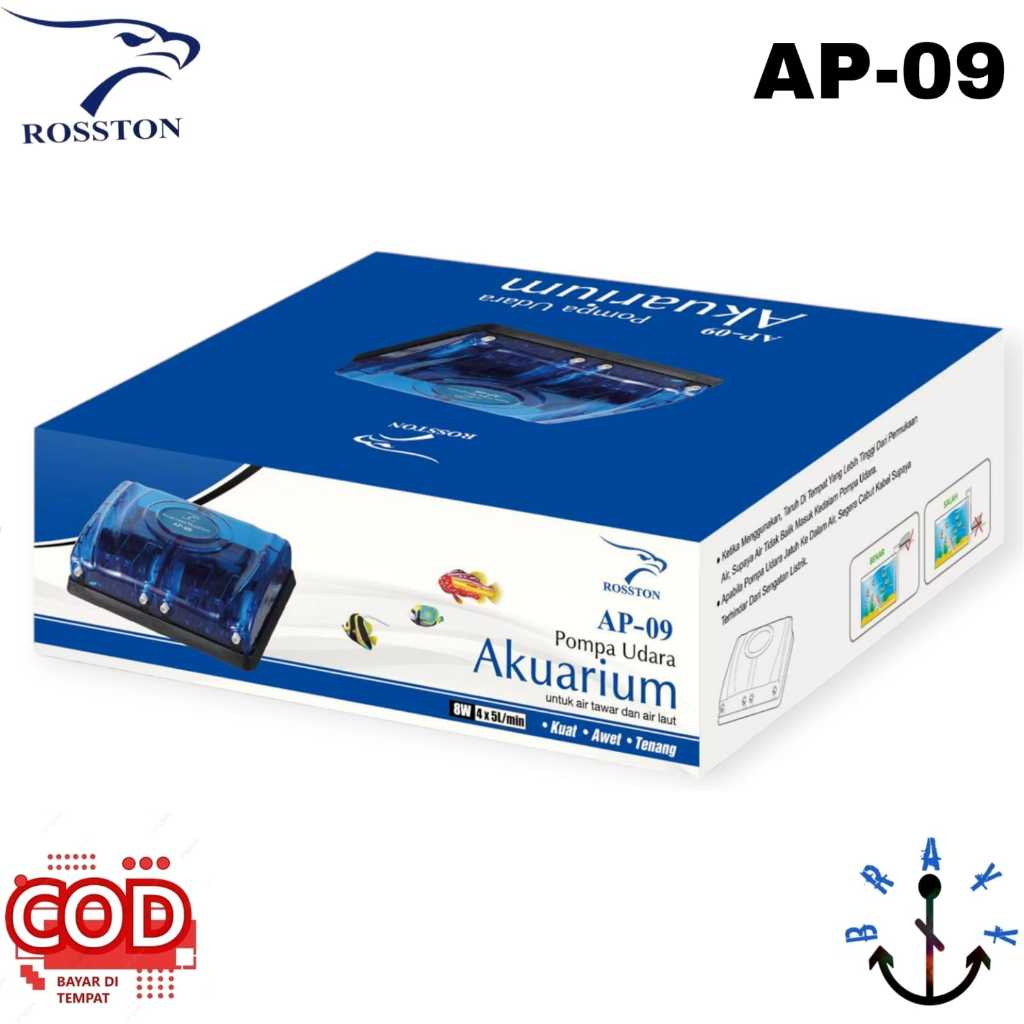 Jual Mesin Pompa Aerator Mesin Gelembung Udara Aquarium 4 Lubang Rosston AP 09 | Shopee Indonesia