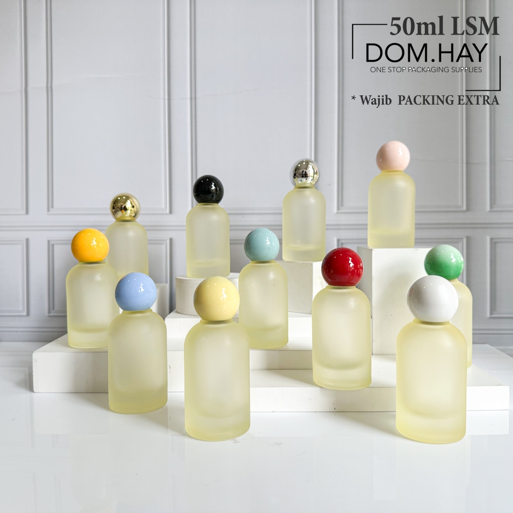 Jual 50ml LSM Kuning Frosted Bola Botol Parfum Semi Press Kaca Parfume ...