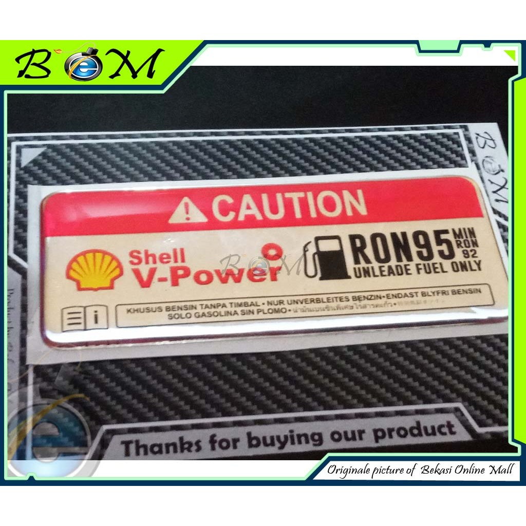 Jual Sticker stiker Logo timbul warning caution bensin ron95 ron 95 ...