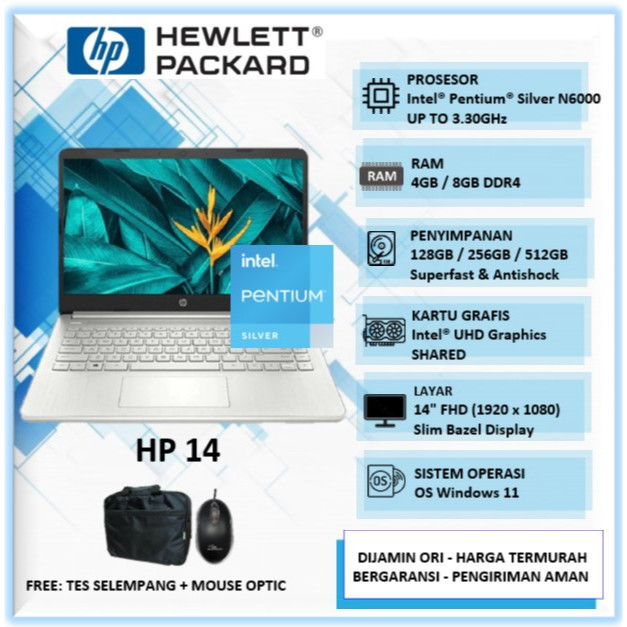 Jual Laptop HP Intel N6000 Ram 8GB 320GB 14" FHD Win11Home | Shopee ...