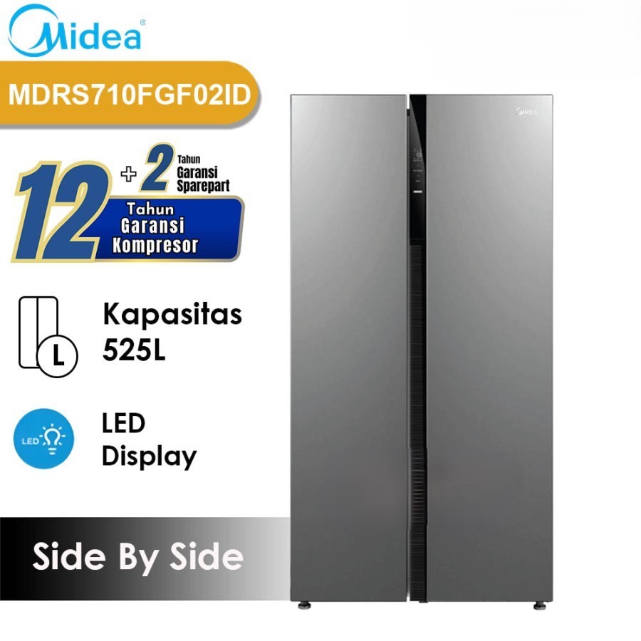 Jual Kulkas Midea Side By Side 548 Liter MDRS710FGF02ID Inverter Silver ...