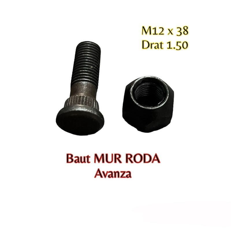 Jual BAUT MUR RODA AVANZA M12 Hub Bolt Panjang 38 mm | Shopee Indonesia