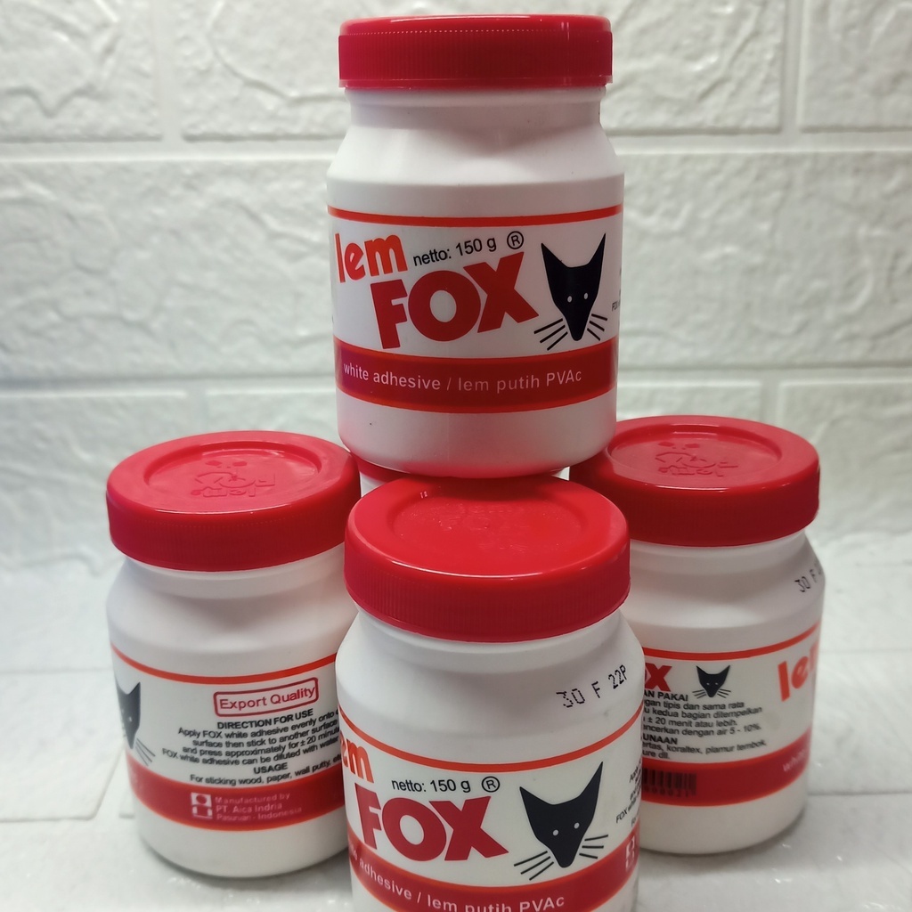 Jual Lem Fox 150 gram Original Kecil Lem Kertas Botol Putih PVAc-Lem ...