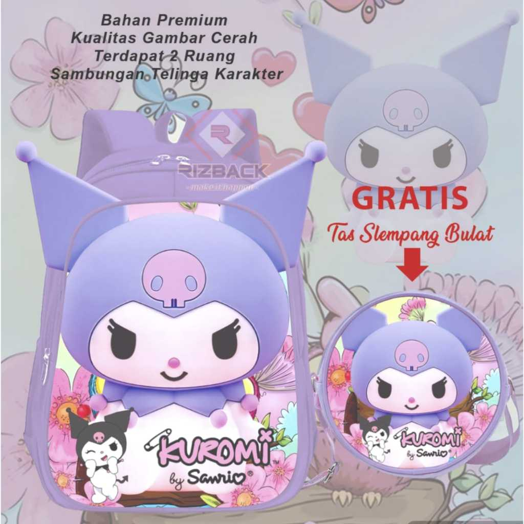 Jual 2 Buah Tas Ransel Anak Kuromi Sanrio Tas Sekolah TK Kartun Cinnamoroll Ransel Pelajar ...