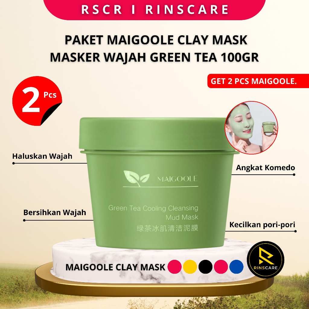 Jual [ DAPAT 2 PCS MAIGOOLE ] Maigoole Green Tea Clay Mask Masker Wajah ...