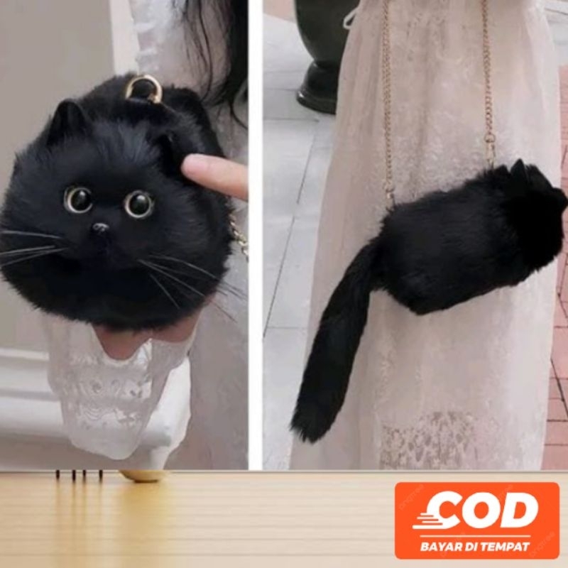 Jual TAS SLING BAG BENTUK KUCING LUCU BULU VIRAL/GROSIR TAS BENTUK ...