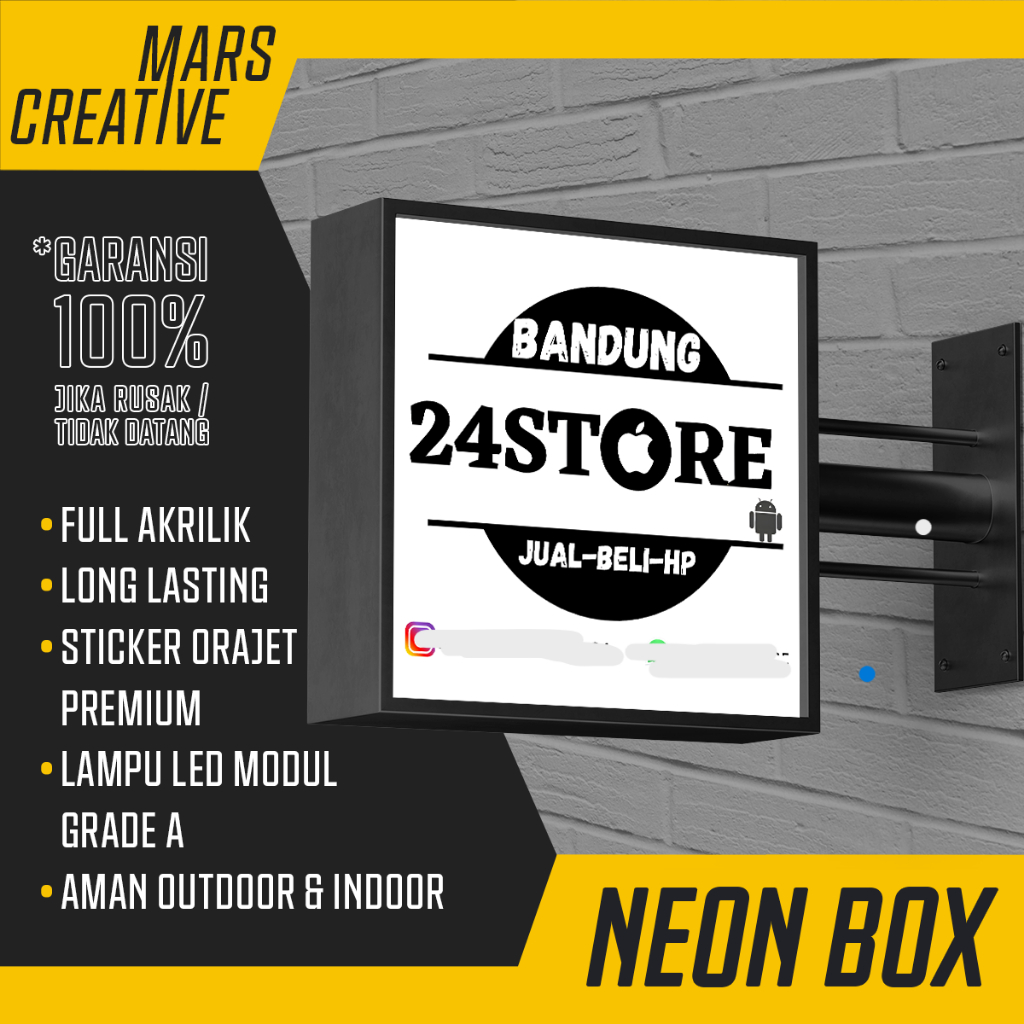 Jual TINGGAL PASANG – NEON BOX BENTUK PERSEGI UKURAN 60 X 100 CM FREE ...