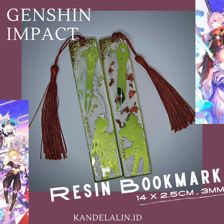 Jual Dijual Murah gen shin impact resin bookmark albedo zhongli kaeya ...