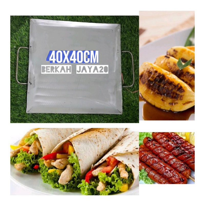 Jual Wajan Loyang/Penggorengan Plat Besi Persegi uk 40x40 untuk roti ...