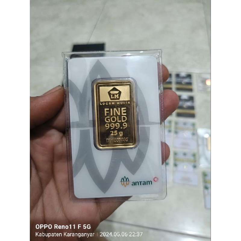 Jual Logam Mulia Antam ORIGINAL 25 Gram RM Tahun 2024 | Shopee Indonesia