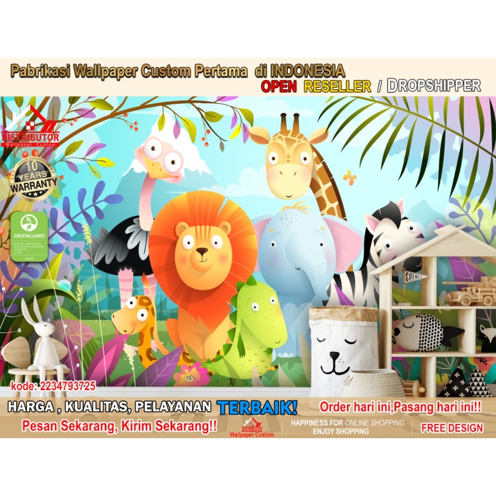 Jual Wallpaper Custom 3D Tema Animal | Animasi Kartun Anak | Wallpaper ...