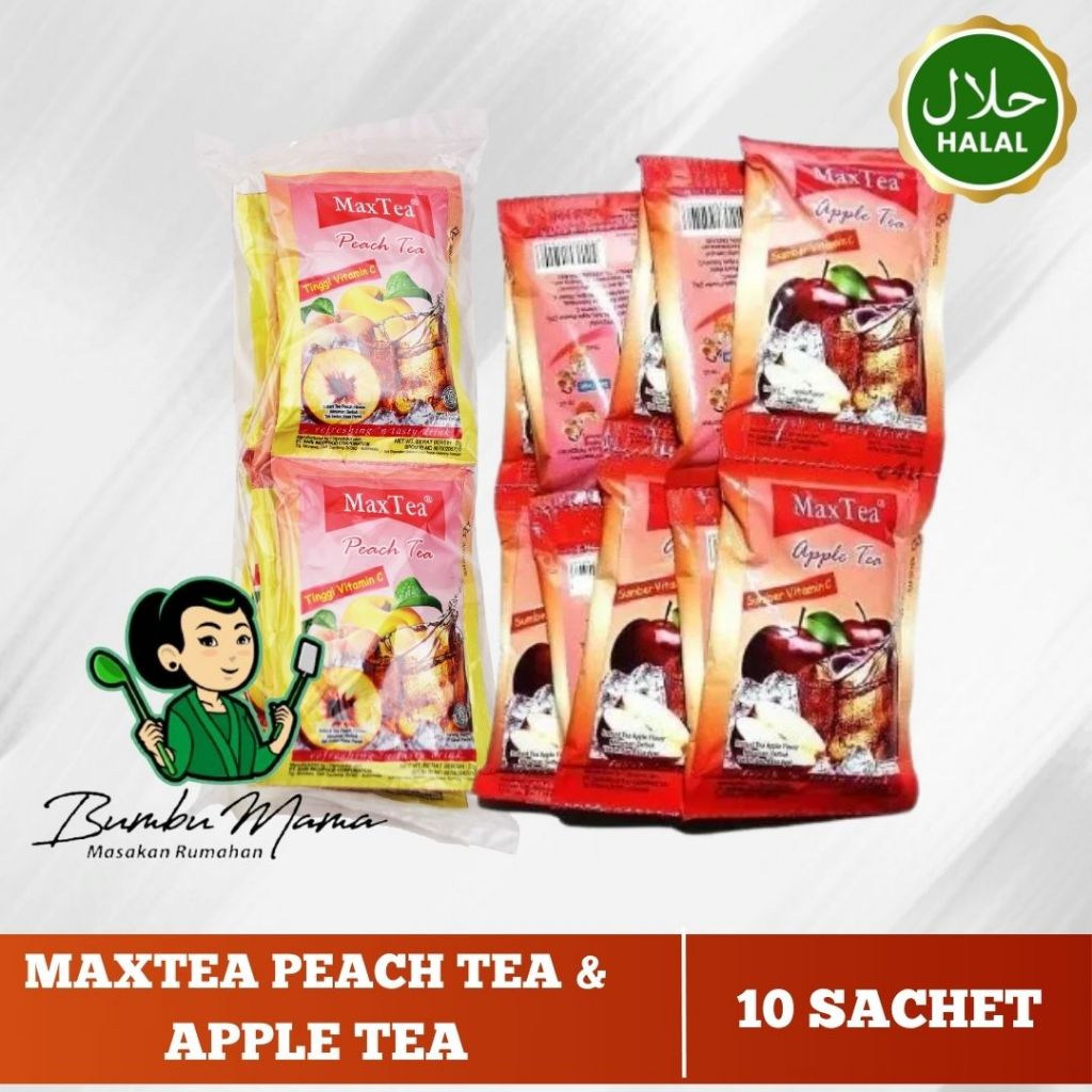 Jual MAX TEA Apple / Peach Tea / Serbuk Bubuk Minuman Teh Rasa Buah / Isi 10 Sachet | Shopee ...