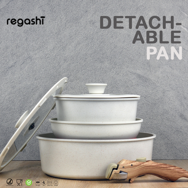 Jual Regashi 5in1 Detachable Pan White | Panci Susun dengan Penutup | Set Panci Gagang Lepas ...