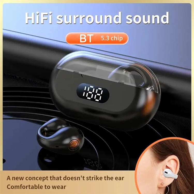 Jual [COD] Headset Bluetooth nirkabel 5.3 tampilan digital ear clip-on ...