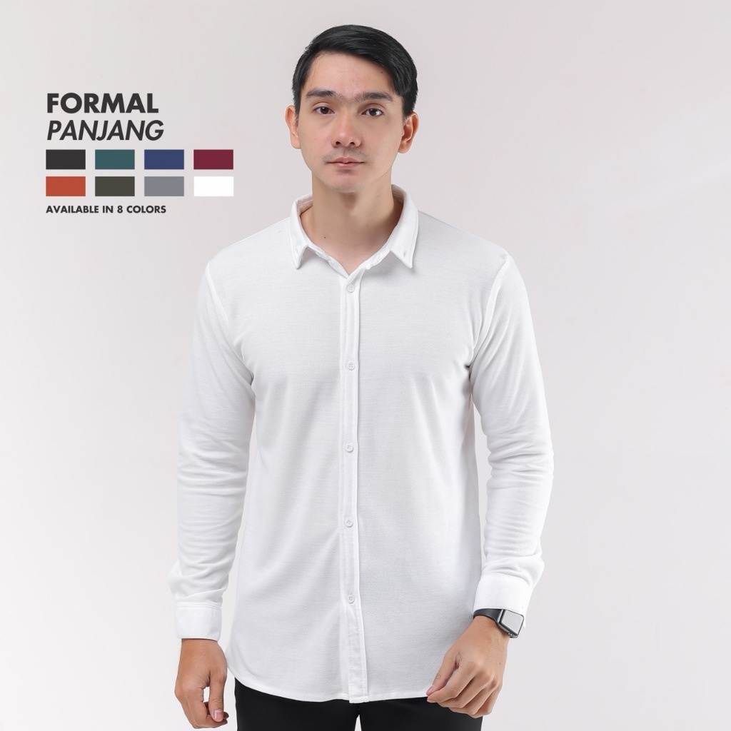 Jual Kemeja Hem Pria Lengan Panjang Basic Polos Formal Slimfit Bahan ...