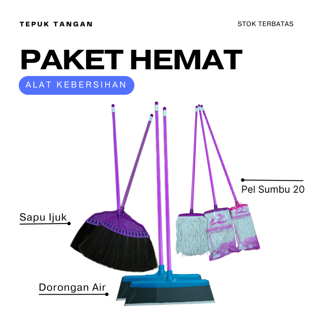 Jual PAKET HEMAT - SAPU IJUK PEL LANTAI WIPER LANTAI (SATU SET ALAT ...