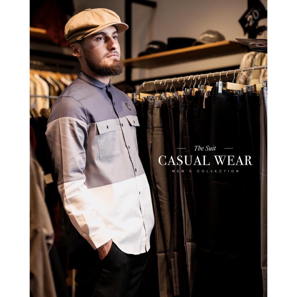 Jual SAMASE Kemko Color Block U138P Kemeja Koko Pria Muslim Dewasa ...