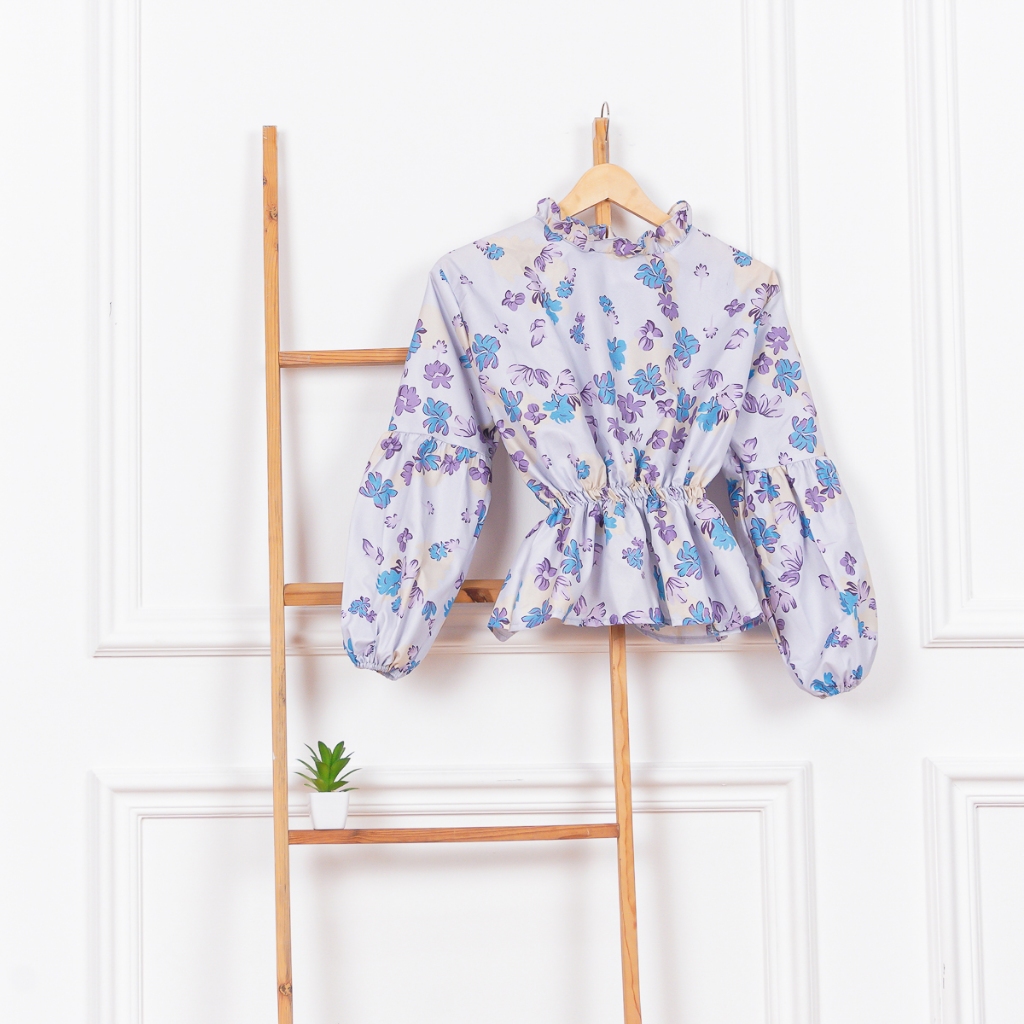 Jual IL - BYTHA FLORAL BLOUSE / ATASAN WANITA MOTIF BUNGA PINGGANG KERUT KOREAN STYLE | Shopee ...