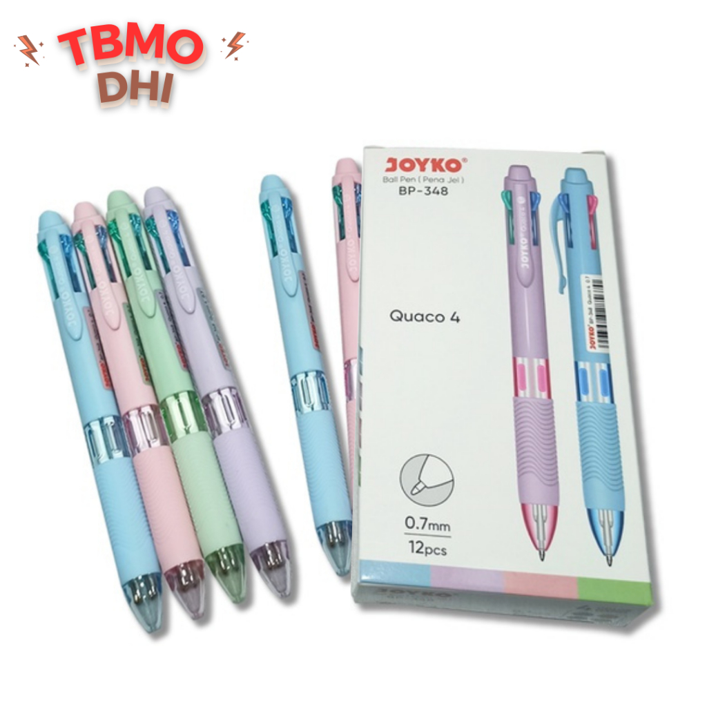 Jual TBMO Pulpen 4 warna Joyko Bp-348 Quaco 4/0.7mm ( 1pak/12pcs ...