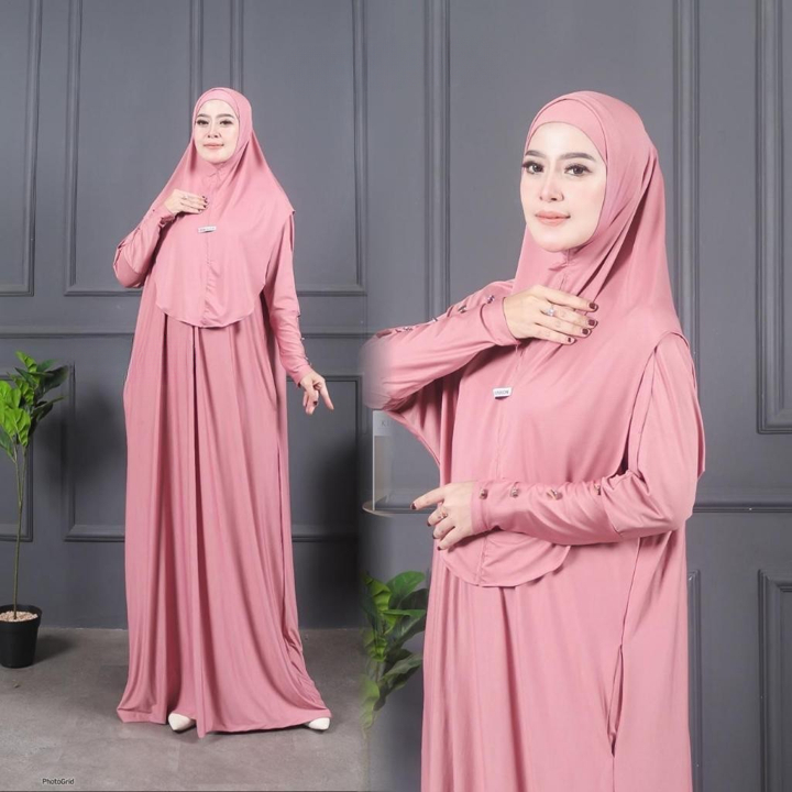 Jual Vinna Abaya Set Hijab Gamis Syari Terbaru Bahan Jersey Premium Abaya Set Hijab Batwing ...