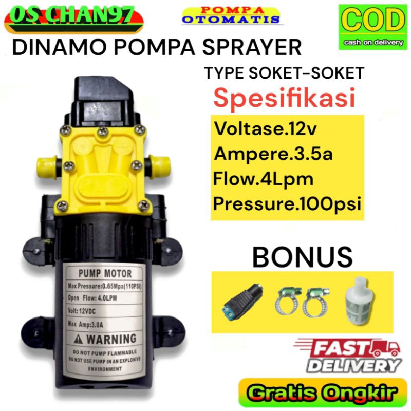 Jual Mesin pompa Dc 12V 4.0 Lpm / Dinamo Pompa Dc High Pressure / Pompa ...